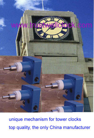 clocks tower with unique stepper motor type movement mechanism
